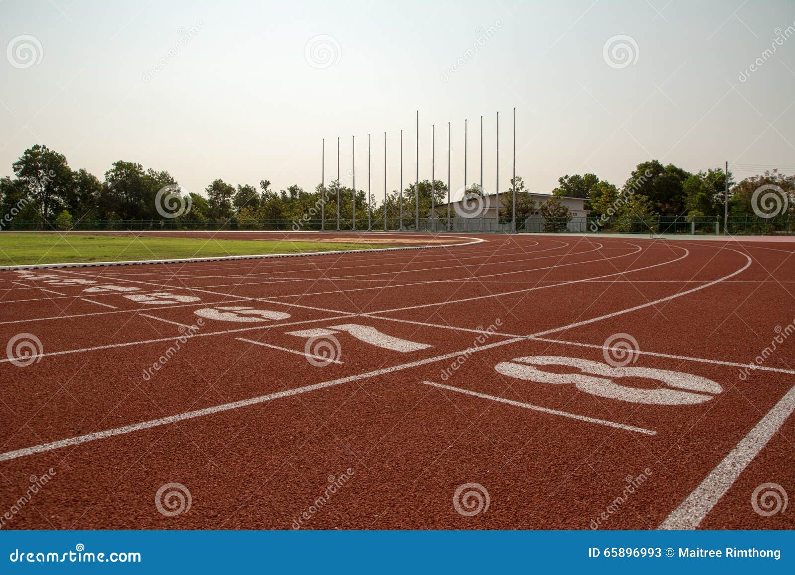 Athletics Stadium Running Track Rubber Standard Red Color Stock Image ...