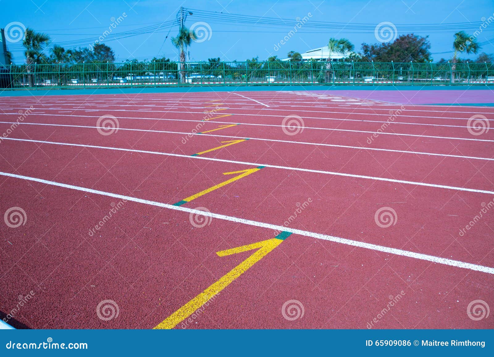 Athletics Stadium Running Track Rubber Standard Red Color Stock Photo ...