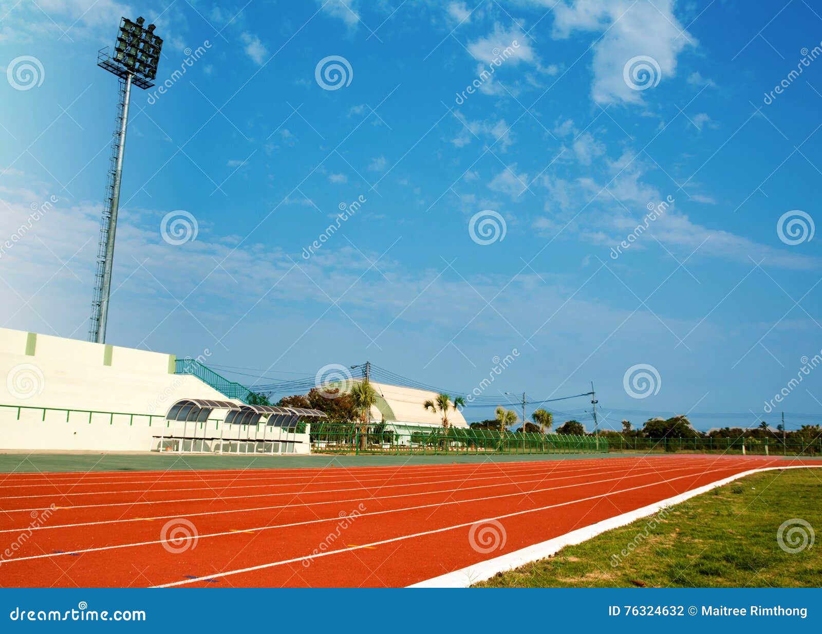 Athletics Stadium Running Track Rubber Standard Red Color Stock Photo ...