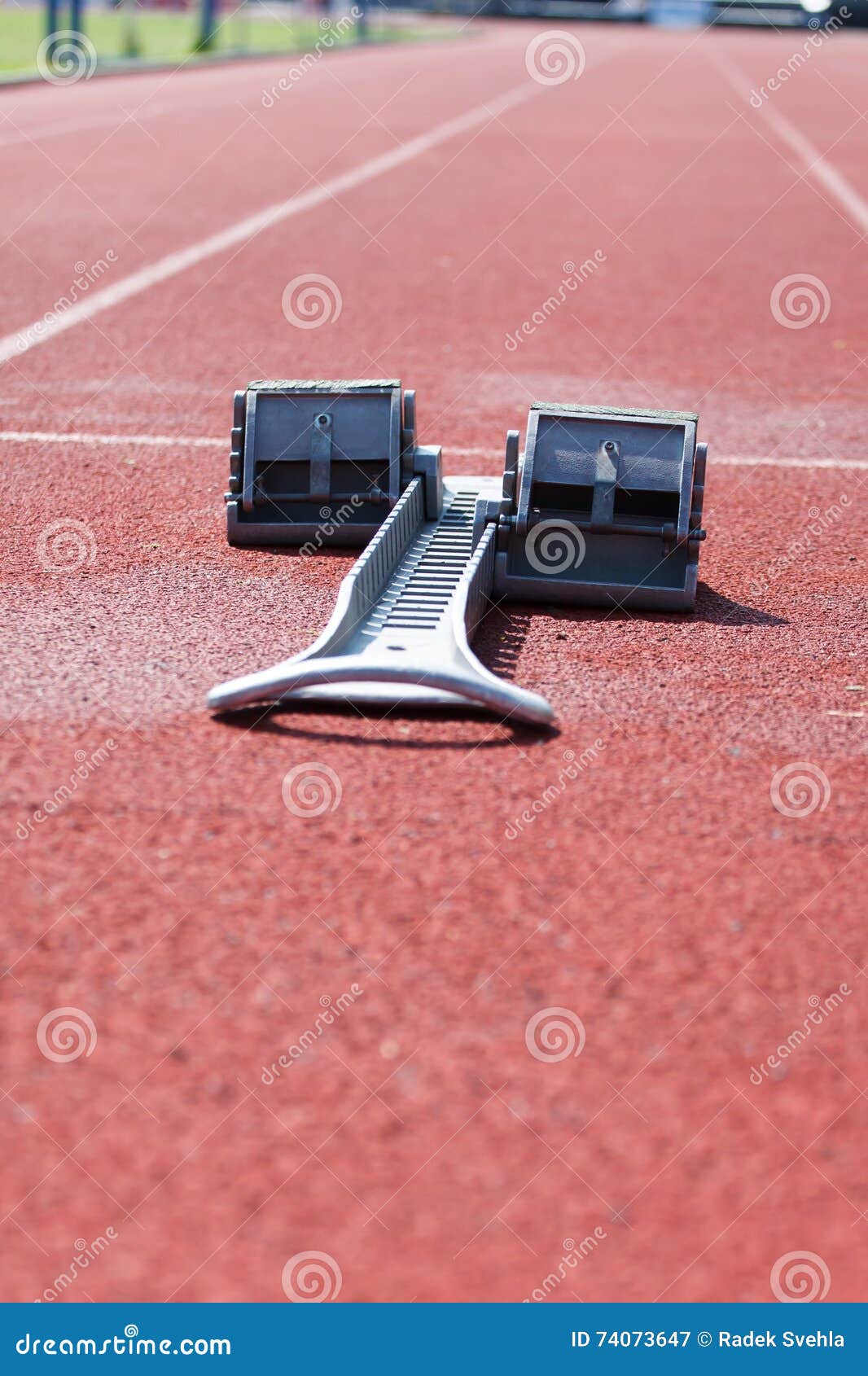 Athletics starting blocks. stock image. Image of sprinter - 74073647