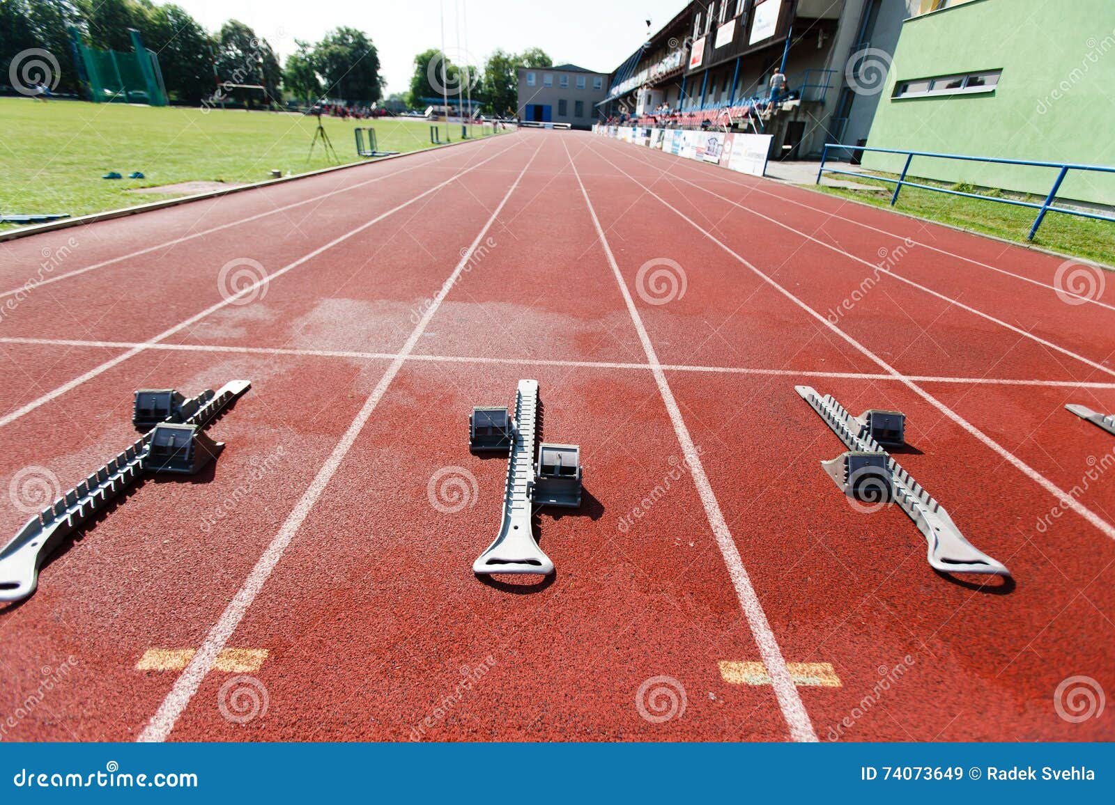 Athletics starting blocks. stock image. Image of athletics - 74073649