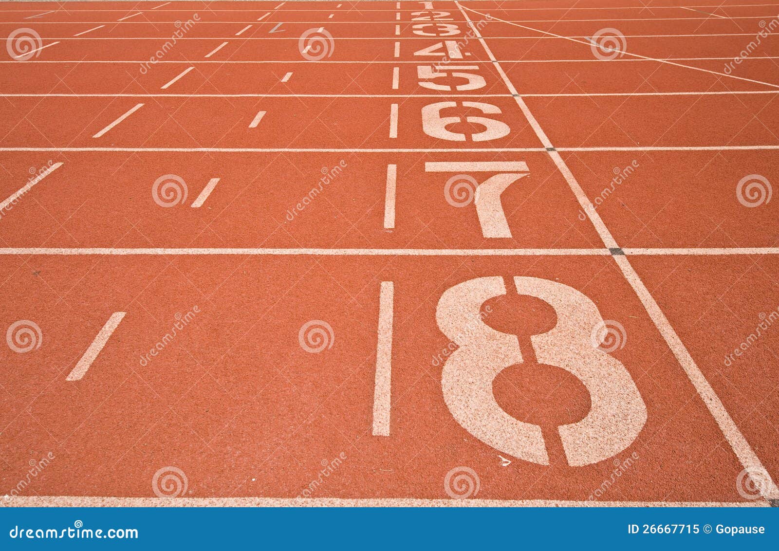 Athletics Track Lane Numbers Stock Image - Image of rubber, finish ...