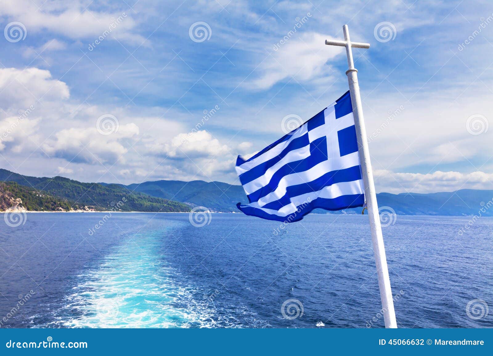 Athos and the Greek flag stock photo. Image of religious - 45066632