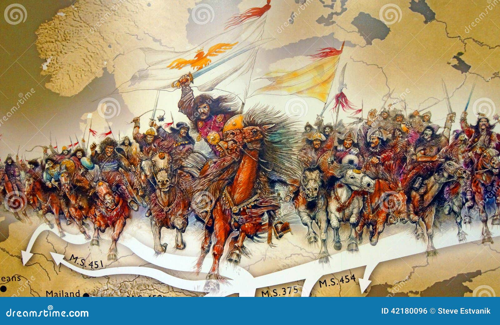 Atilla e os hunos foto editorial. Imagem de guerra, cavalos - 42180096