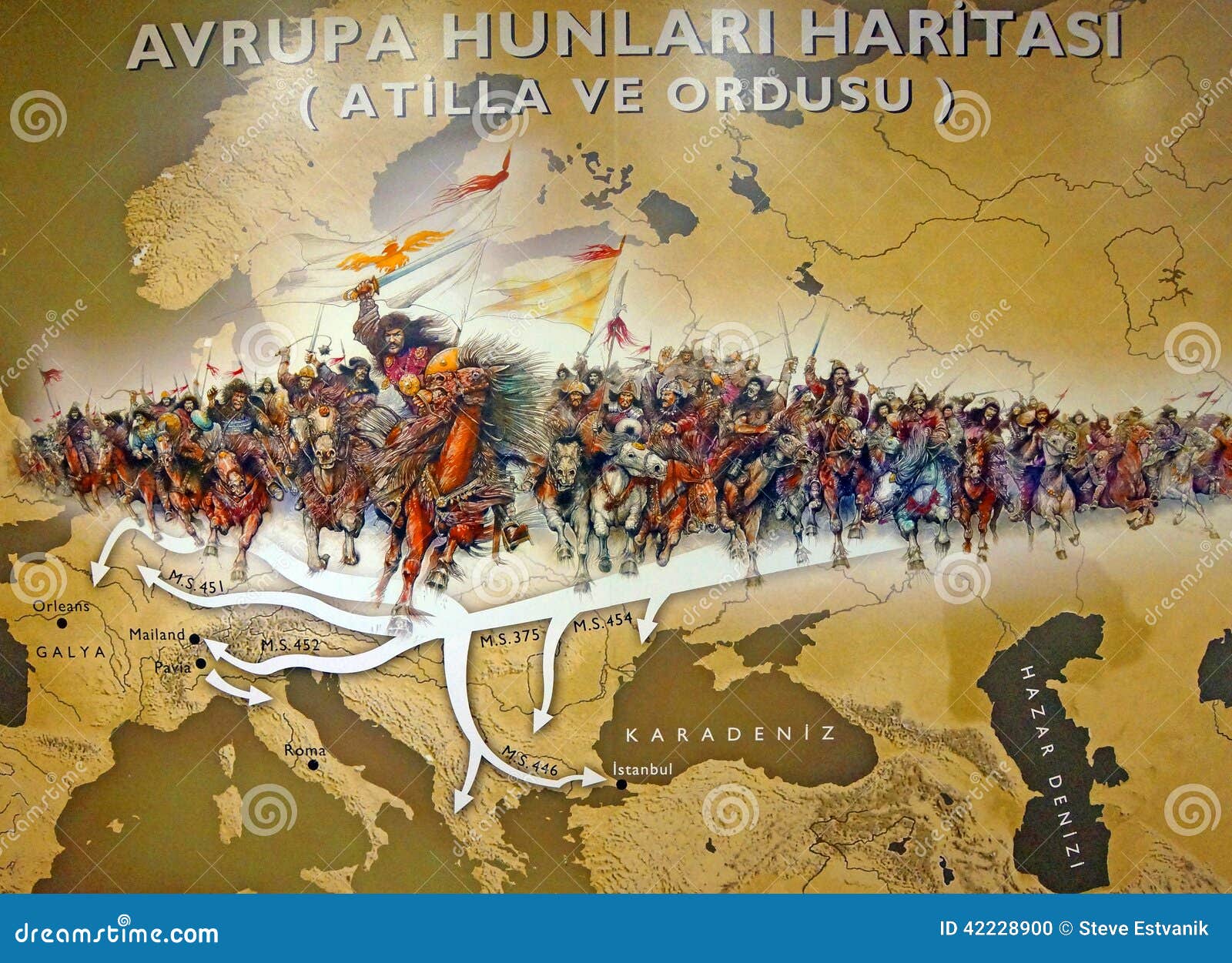 Atilla e os hunos imagem editorial. Ilustração de militar - 42228900