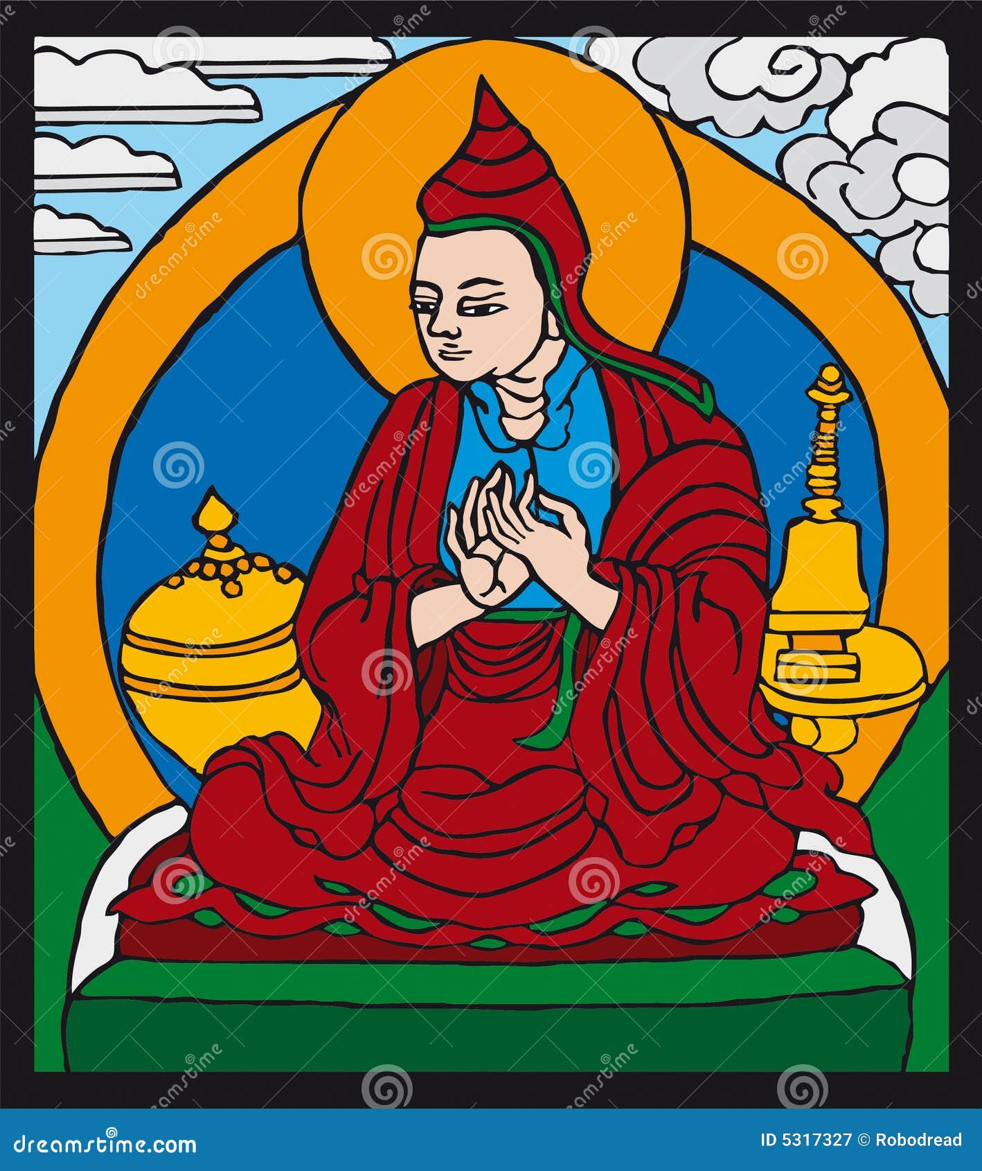 Atisha (vector) stock vector. Illustration of asia, buddha - 5317327