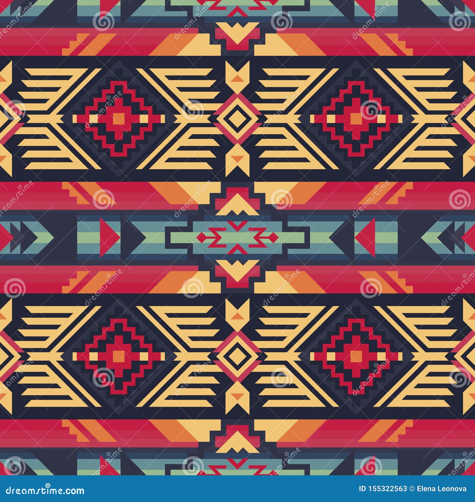 Native Southwest American Aztec Navajo Seamless Pattern Stock Vector