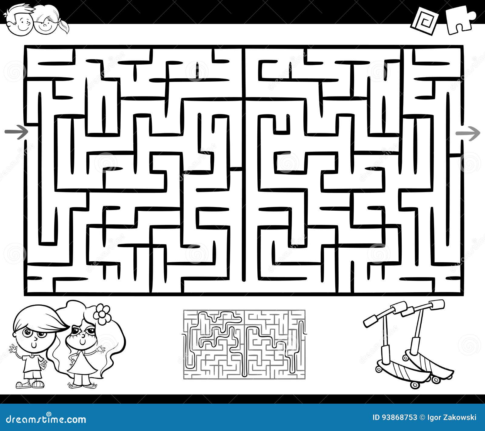 Atividade Do Labirinto Ou Do Labirinto Para Colorir Ilustração do Vetor ...