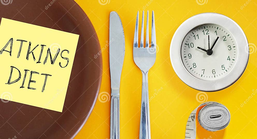 Atkins Diet is Shown Using the Text Stock Photo - Image of plate, delay ...