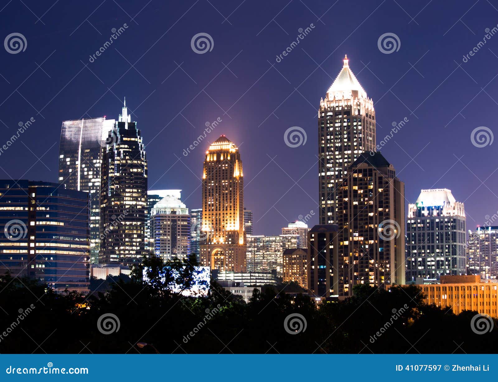 Atlanta downtown at dusk stock image. Image of tall, atlanta - 41077597
