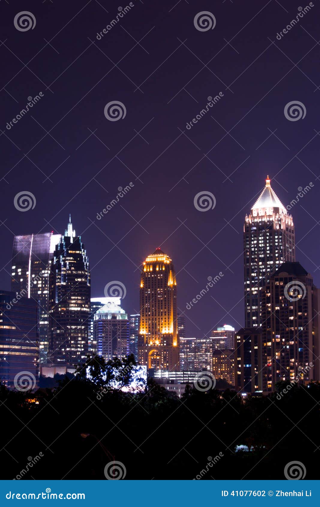 Atlanta downtown at dusk stock photo. Image of building - 41077602