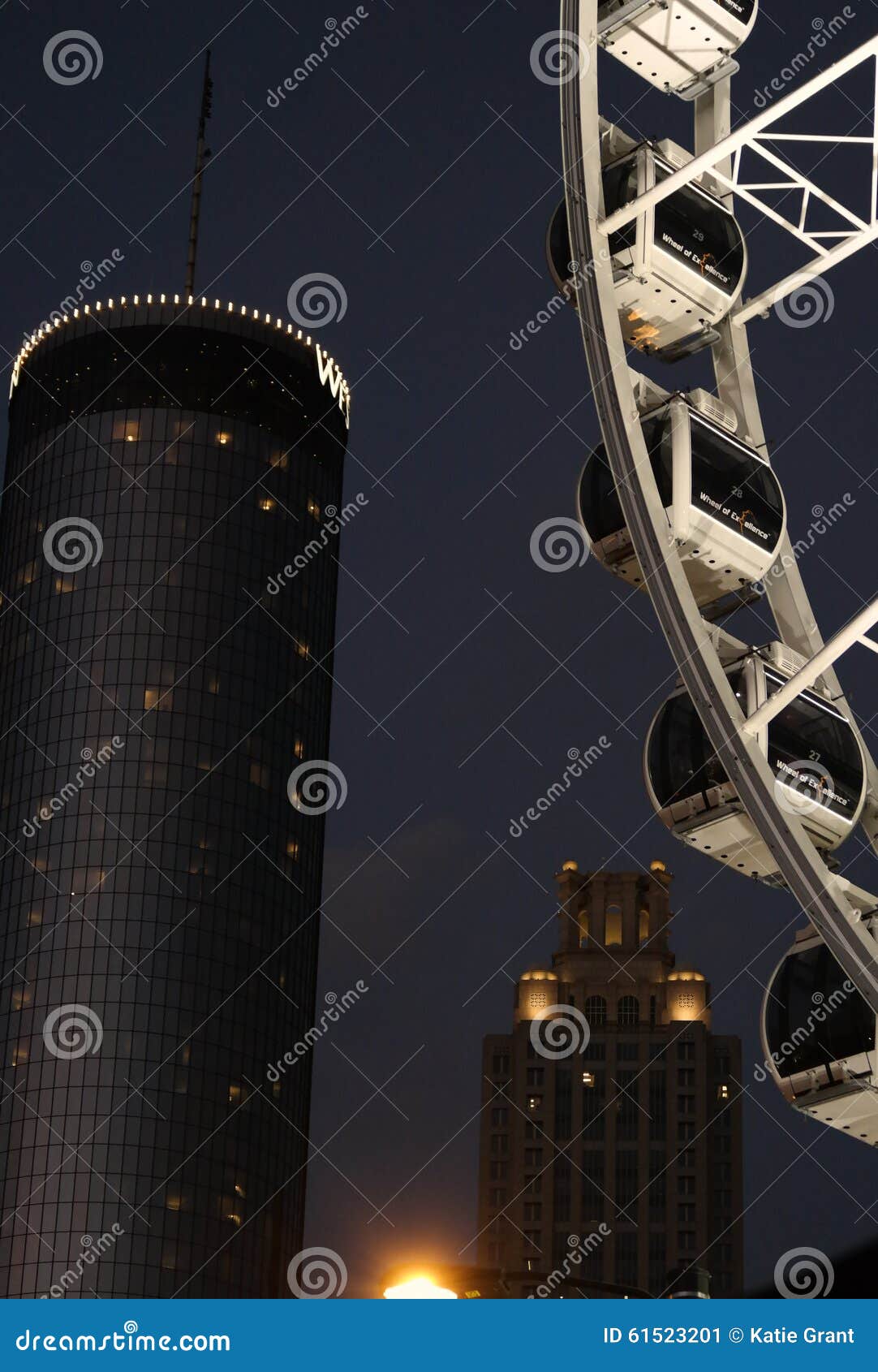 Atlanta GA Downtown Ferris Wheel Stock Image - Image of downtown, city ...