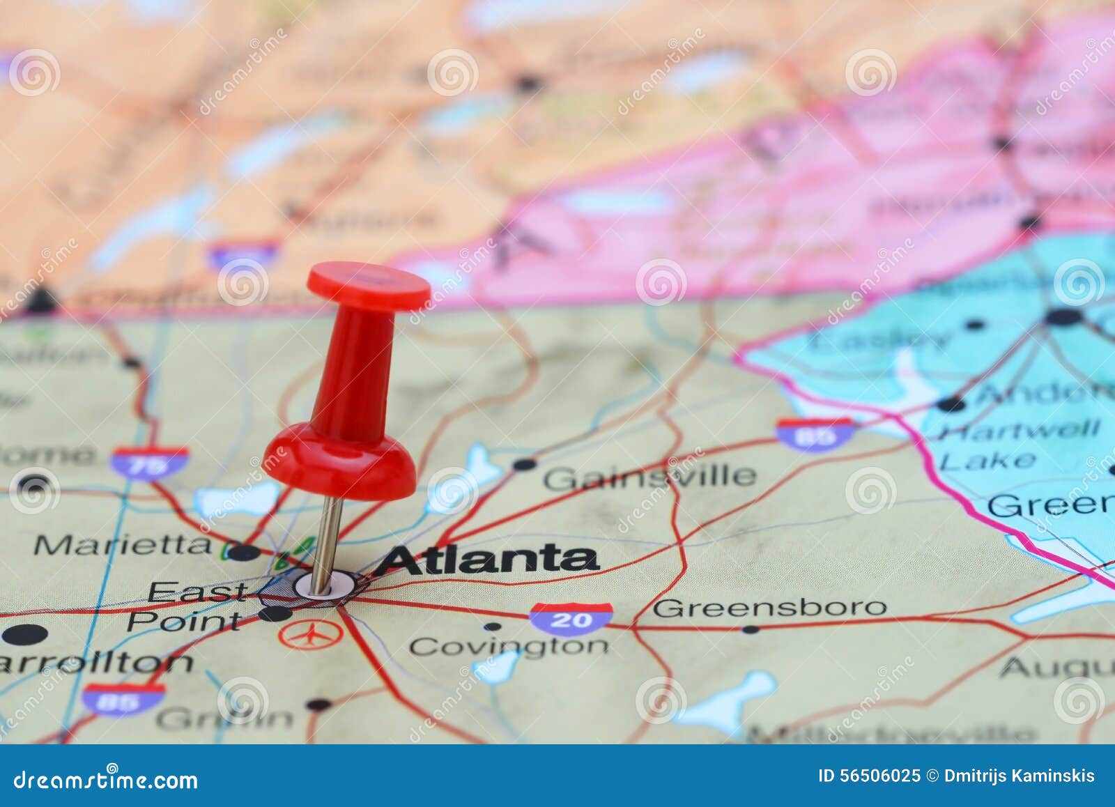 Atlanta Fixou Em Um Mapa Dos EUA Imagem de Stock - Imagem de ponto ...