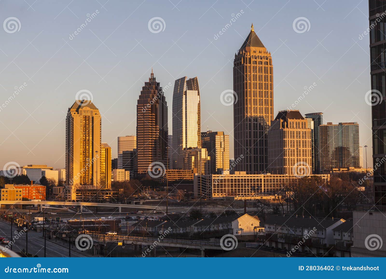 Atlanta Georgia Skyline Sunset Stock Photo - Image of building, midtown ...