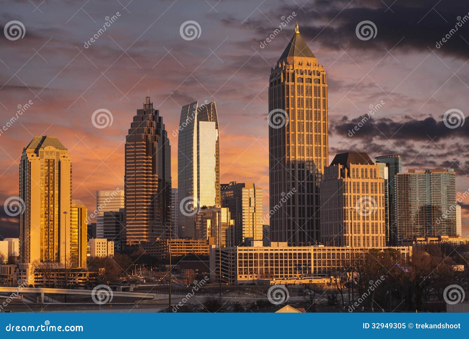 Atlanta Georgia Sunset Skyline Stock Image - Image of midtown ...