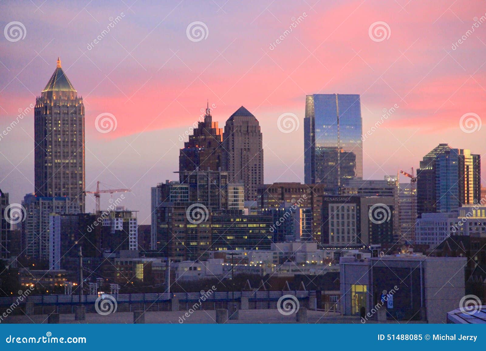 Atlanta, Georgia, Sunset Skyline Editorial Image - Image of economy ...