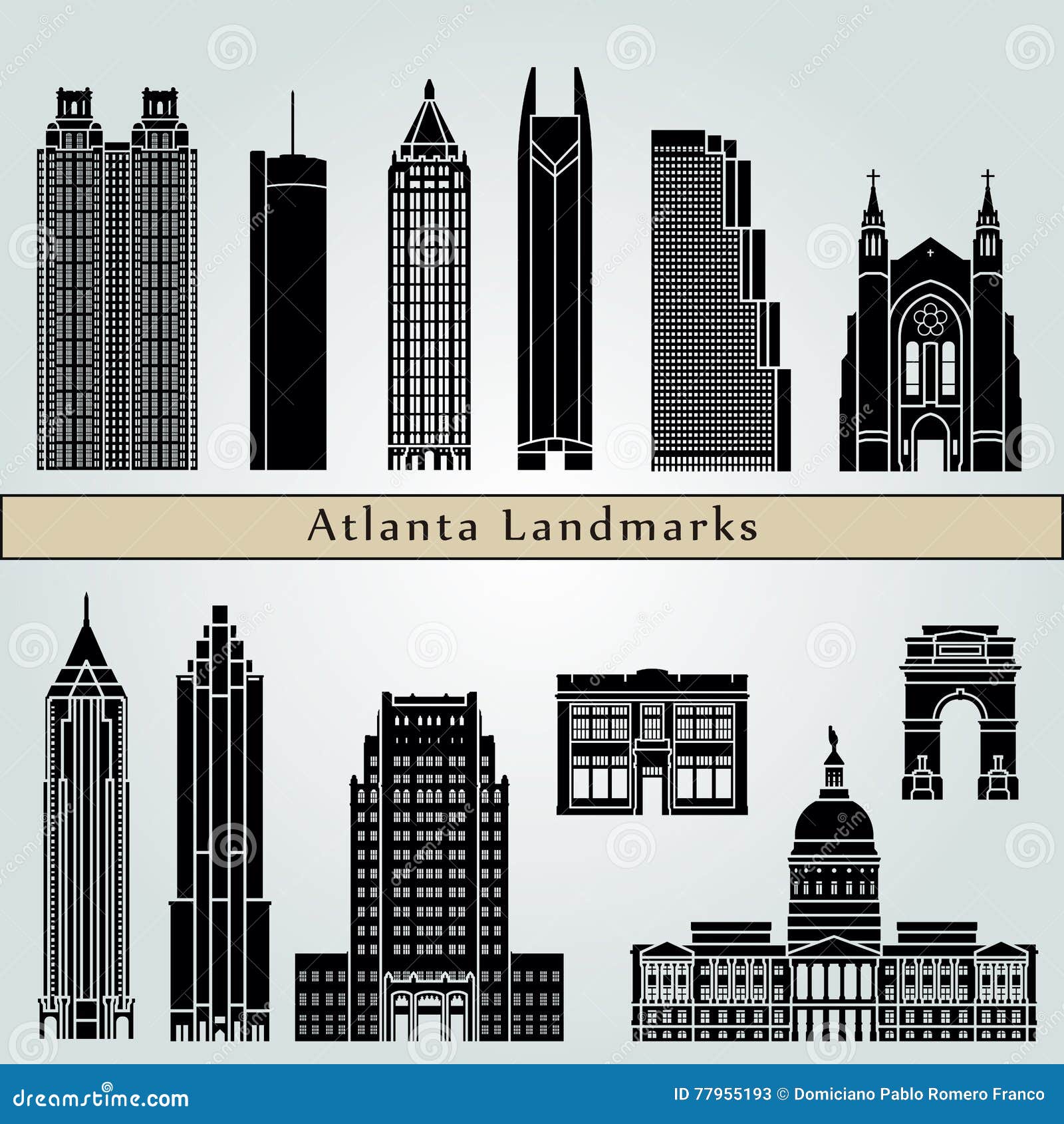 Atlanta Landmarks stock vector. Illustration of vector - 77955193