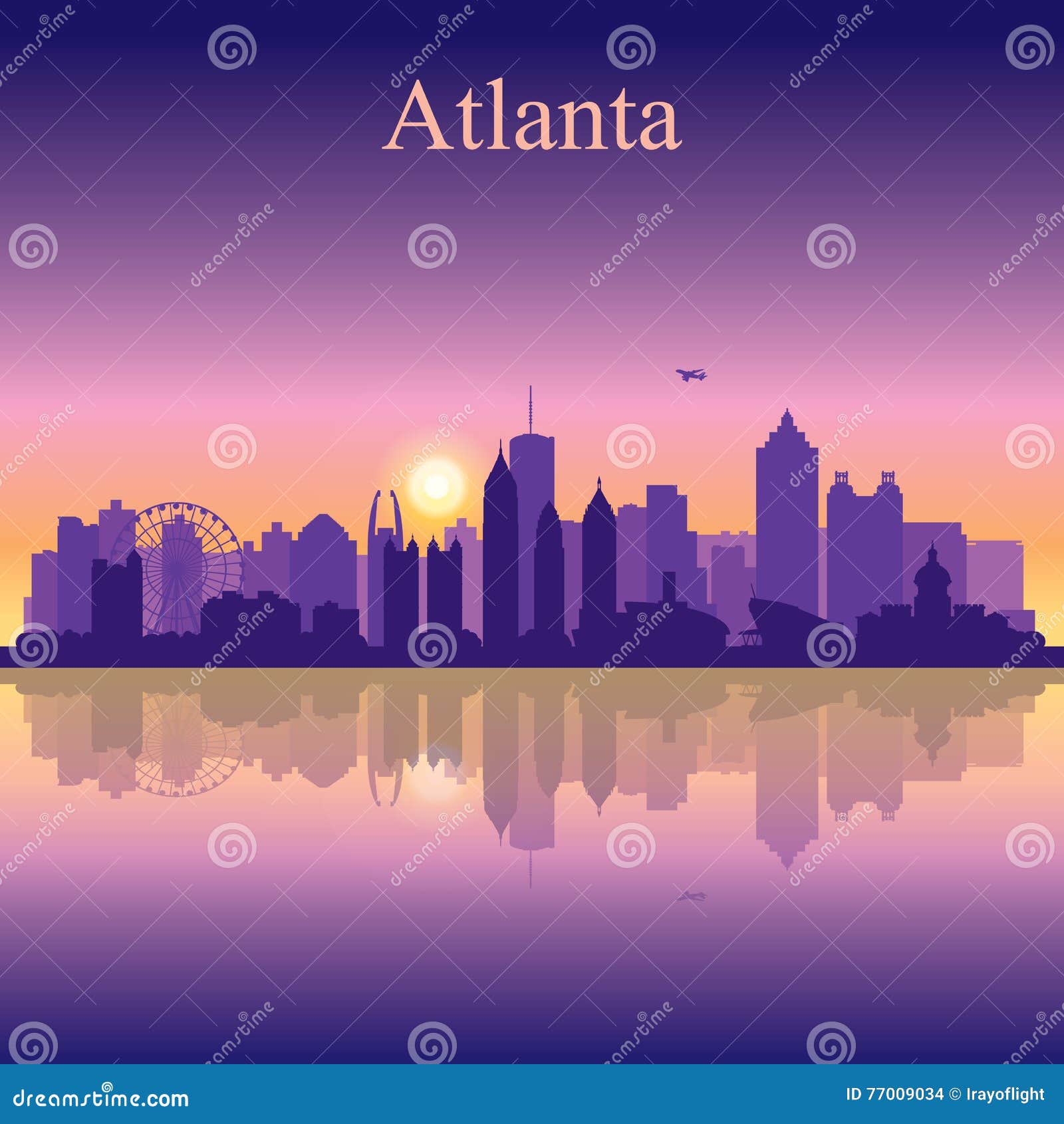 Atlanta Skyline Silhouette Vector Illustration | CartoonDealer.com ...