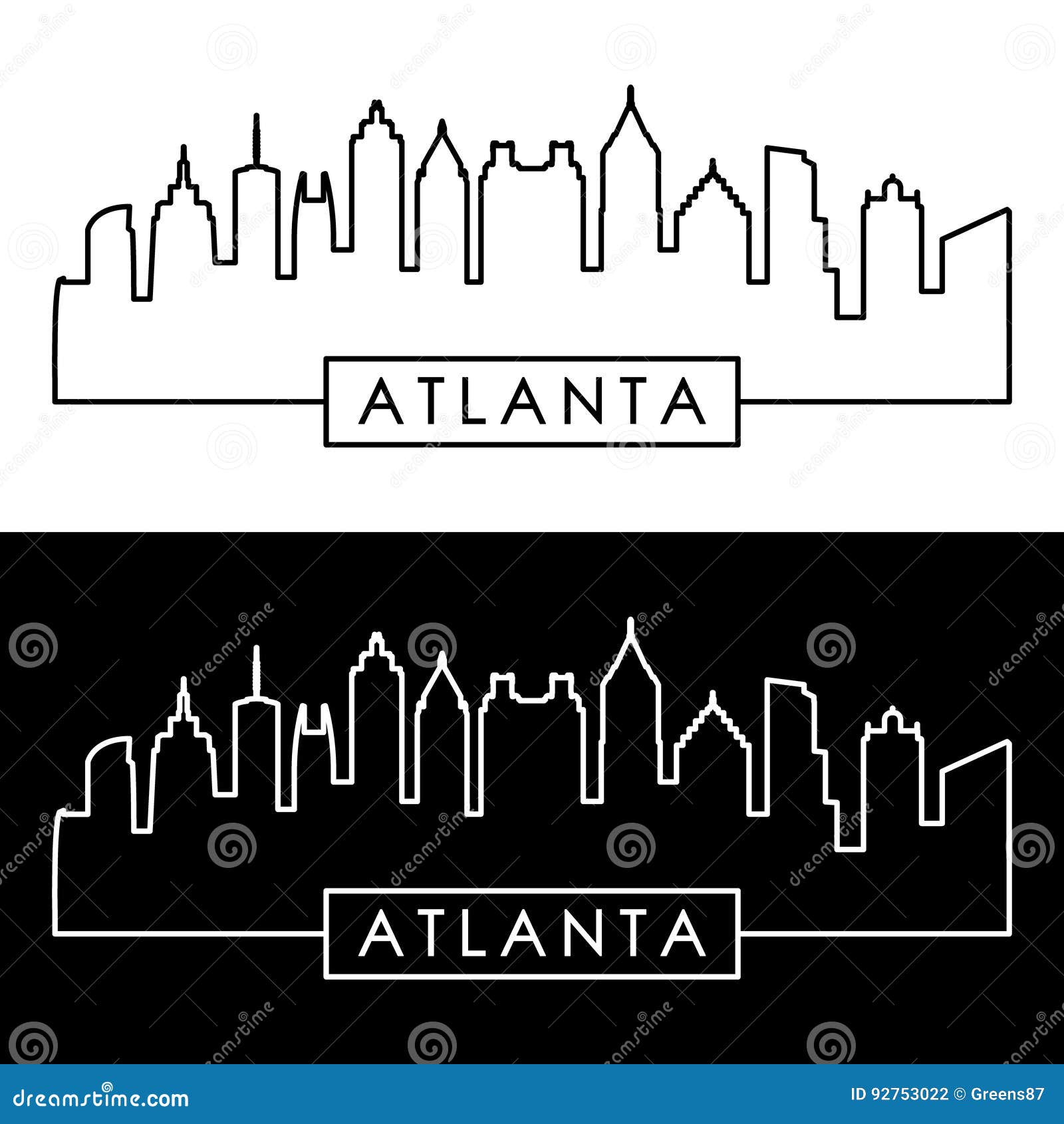 Atlanta Skyline Circle Black And White Vector Illu | CartoonDealer.com ...