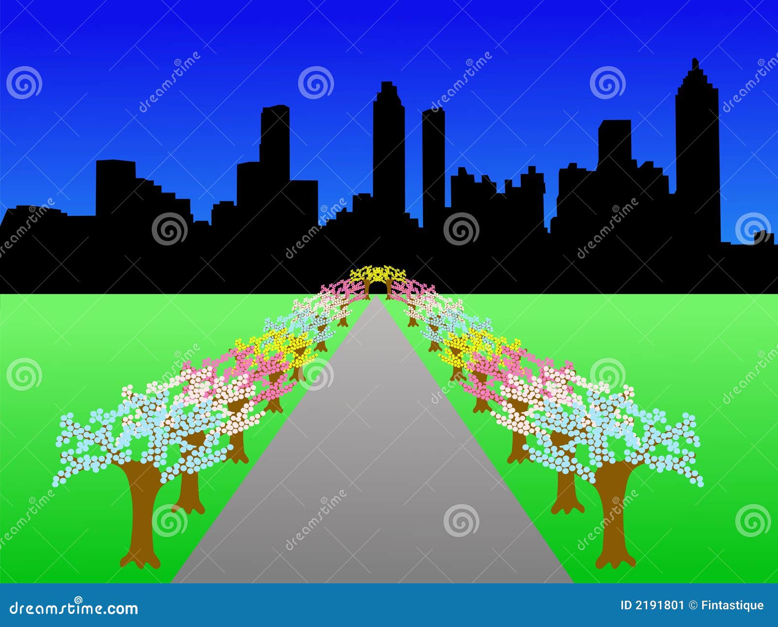 Atlanta skyline in spring stock illustration. Illustration of route ...