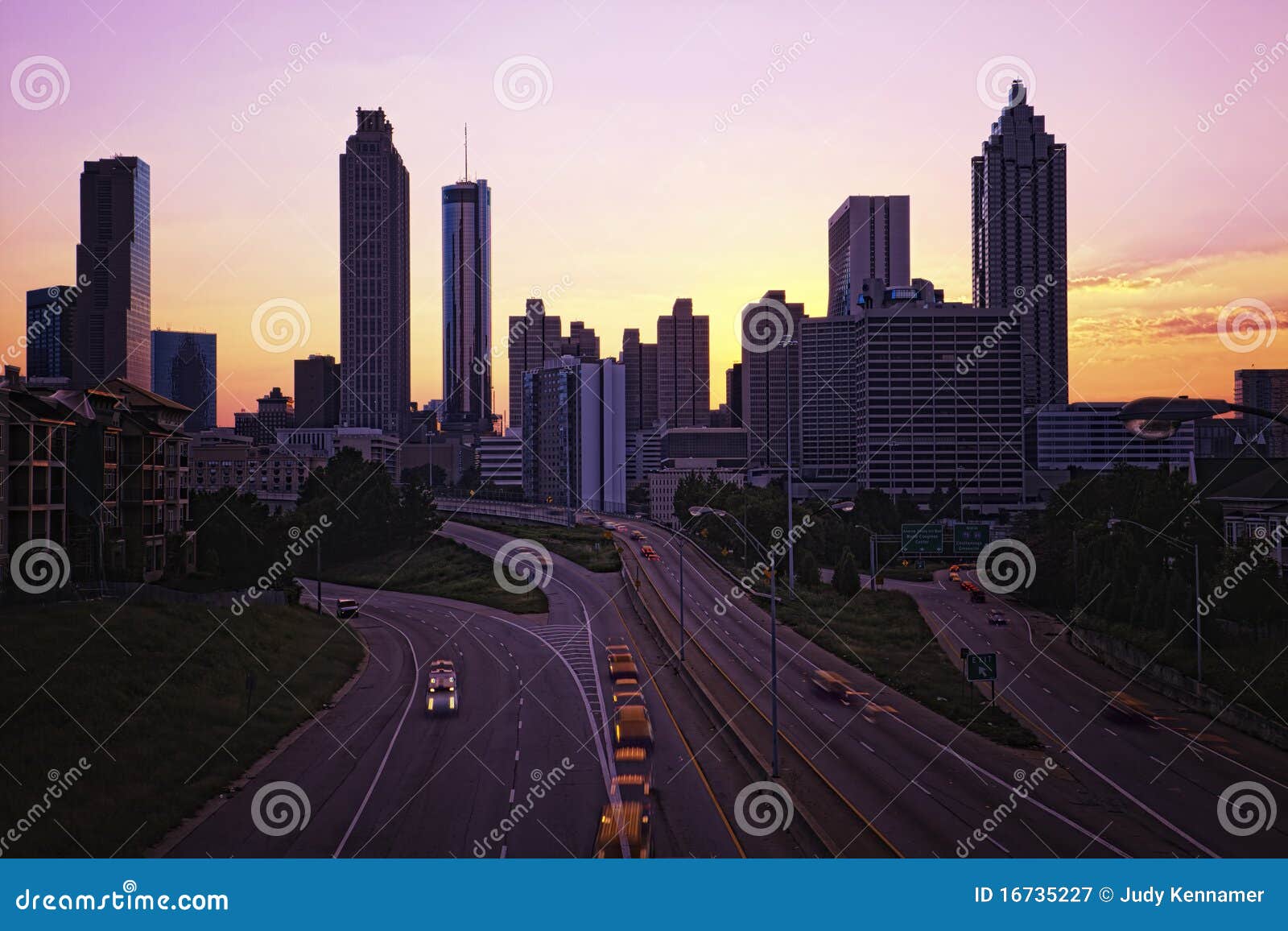 Atlanta skyline at sunset stock image. Image of night - 16735227