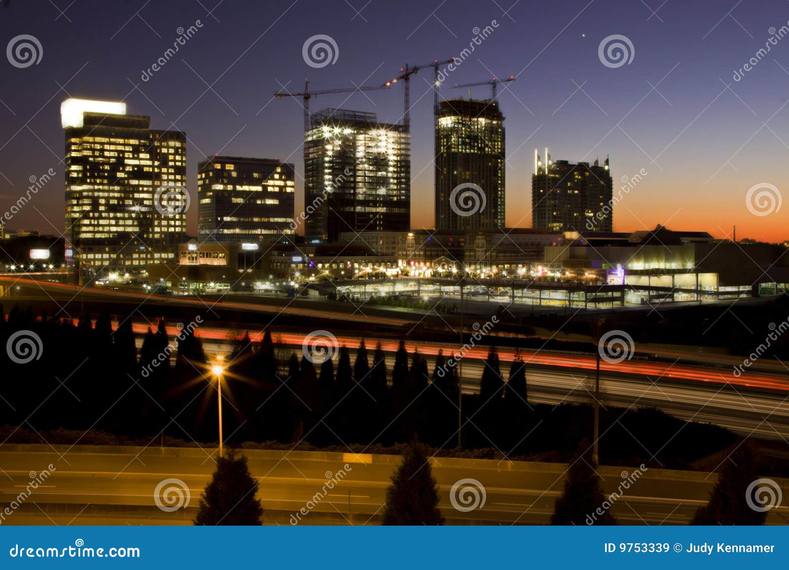 Atlanta Sunset stock image. Image of night, lights, long - 9753339
