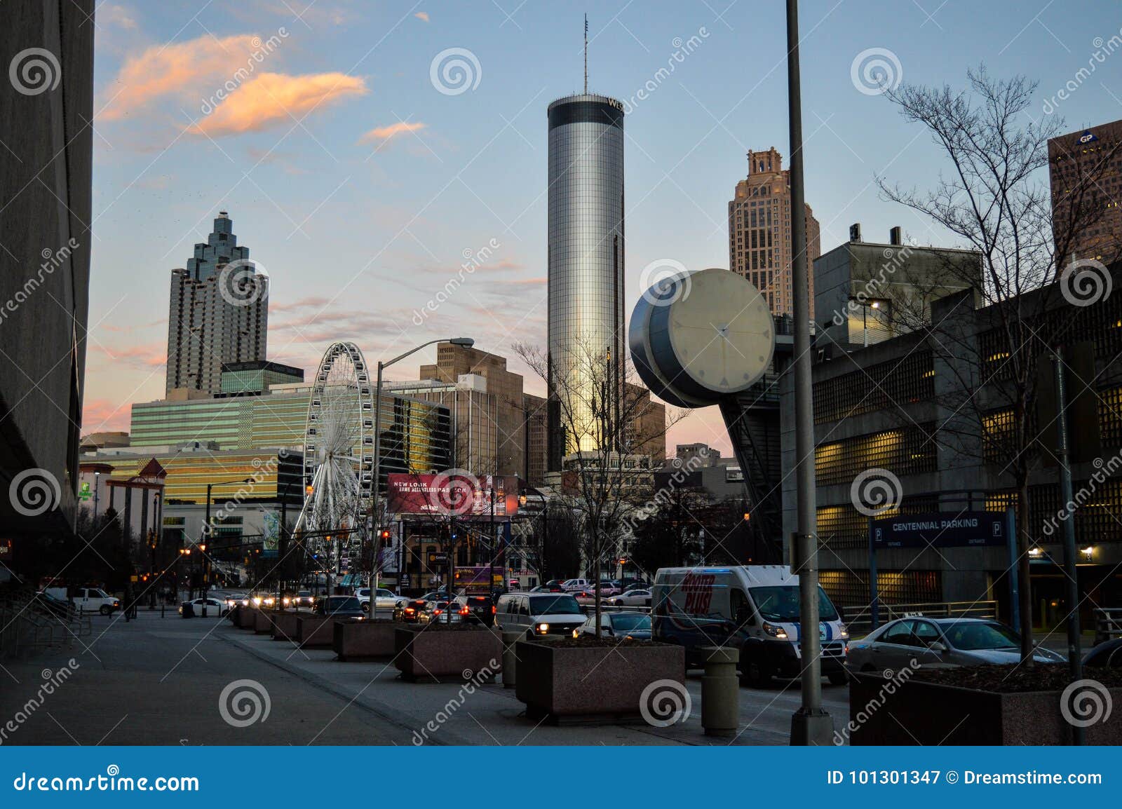 Atlanta at sunset editorial photography. Image of night - 101301347