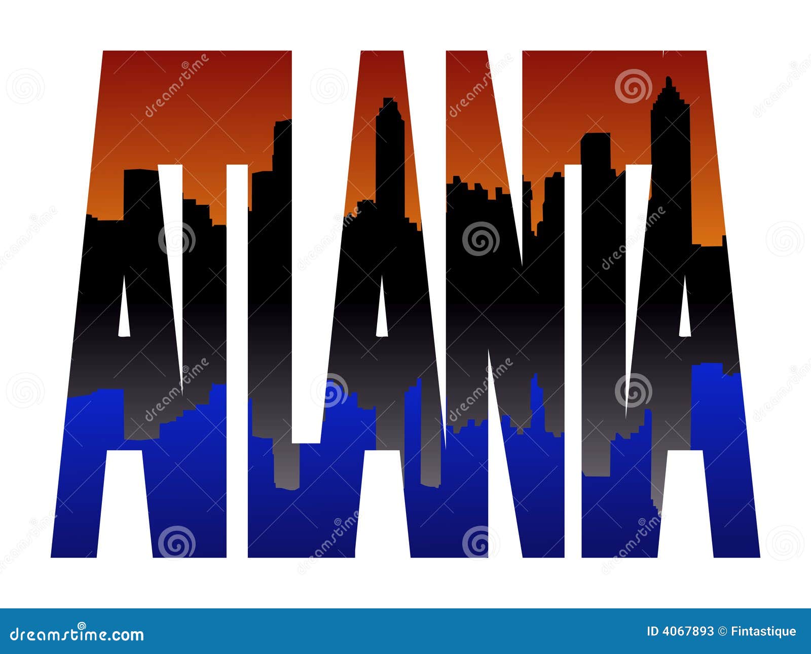 Atlanta text with Skyline stock vector. Illustration of sunset - 4067893