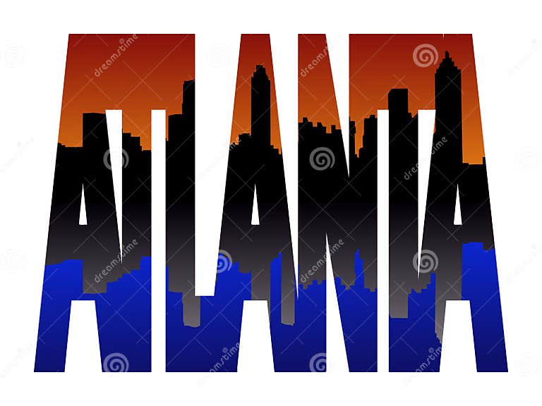 Atlanta text with Skyline stock vector. Illustration of sunset - 4067893
