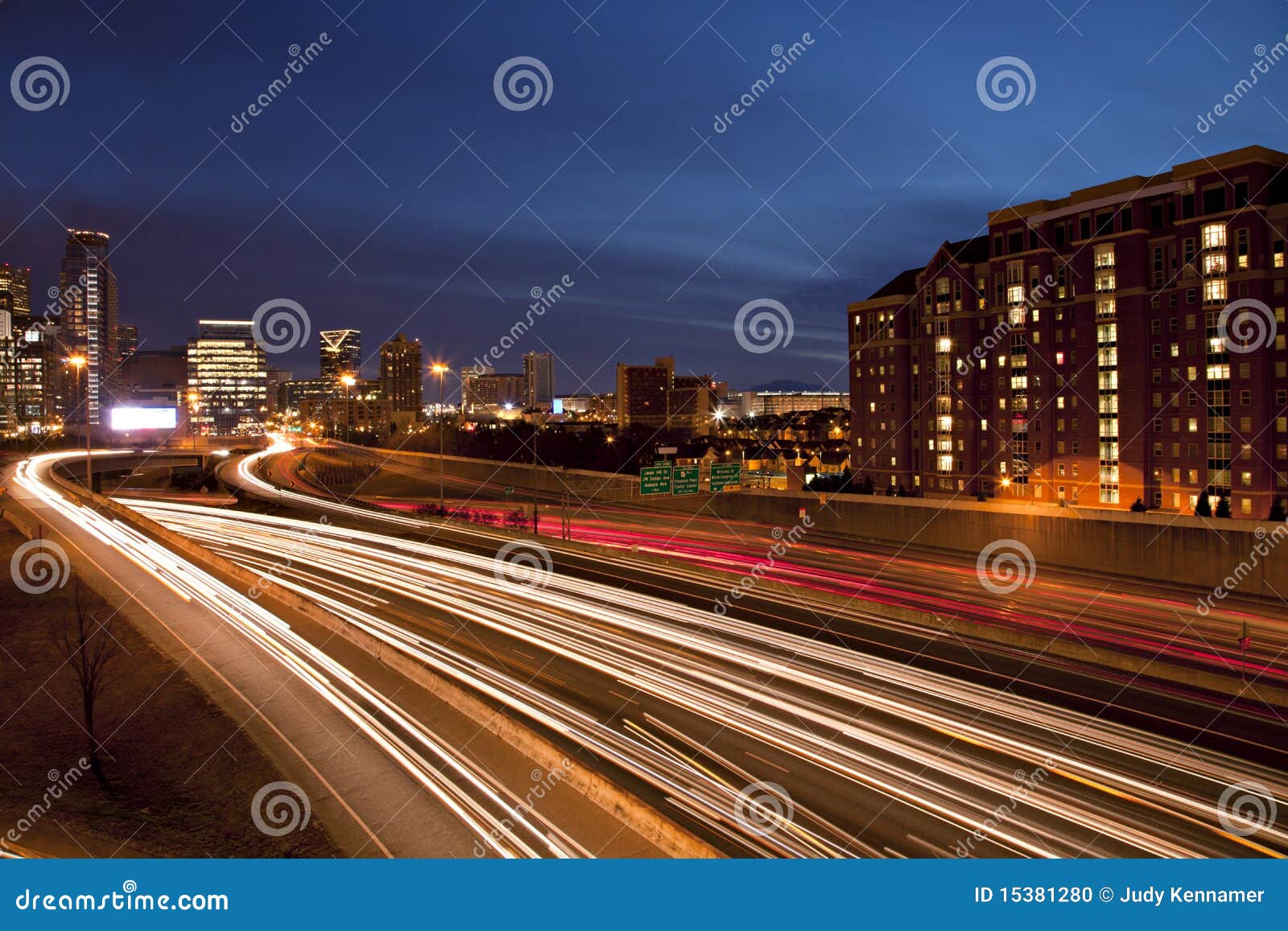 Atlanta Traffic and Skyline at Sunrise Sunset Stock Photo - Image of ...