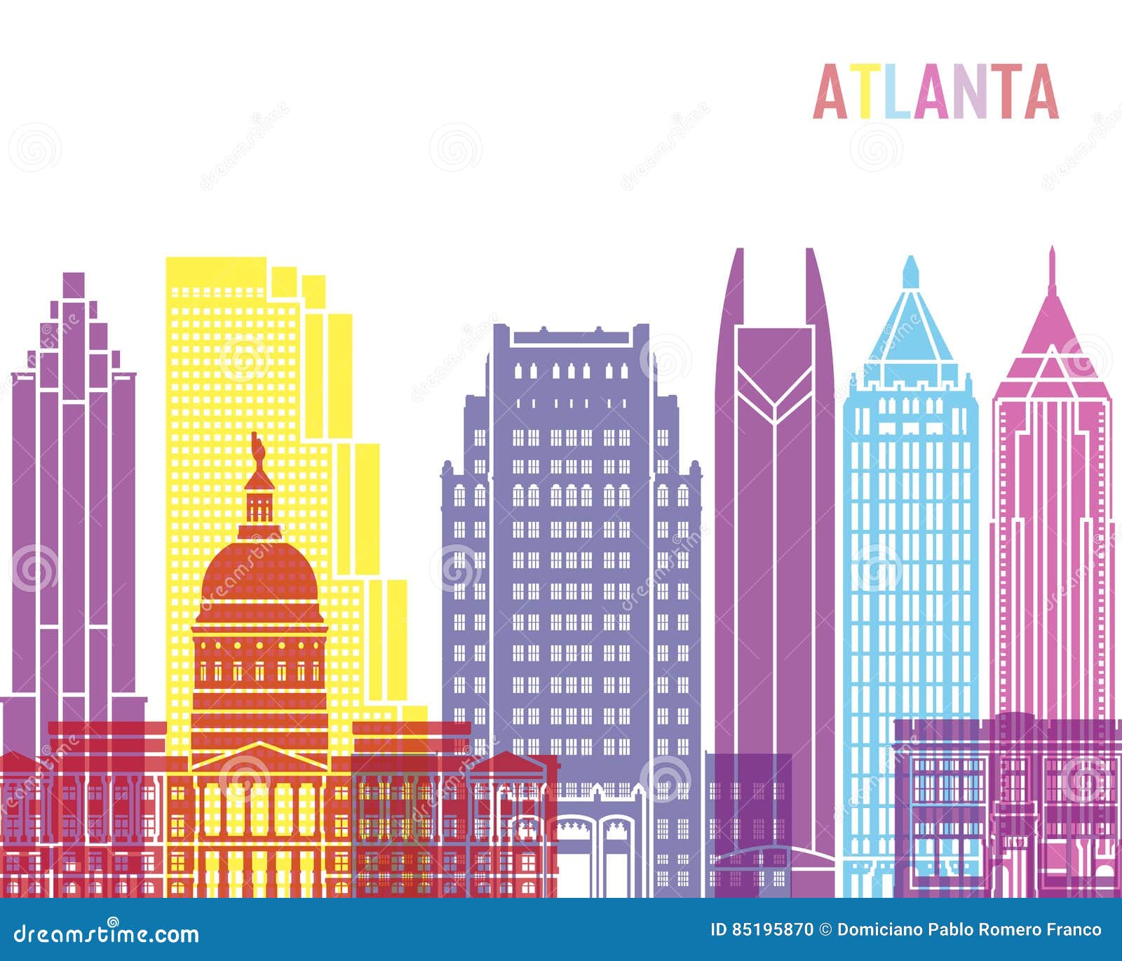 Atlanta_V2 skyline pop stock vector. Illustration of north - 85195870
