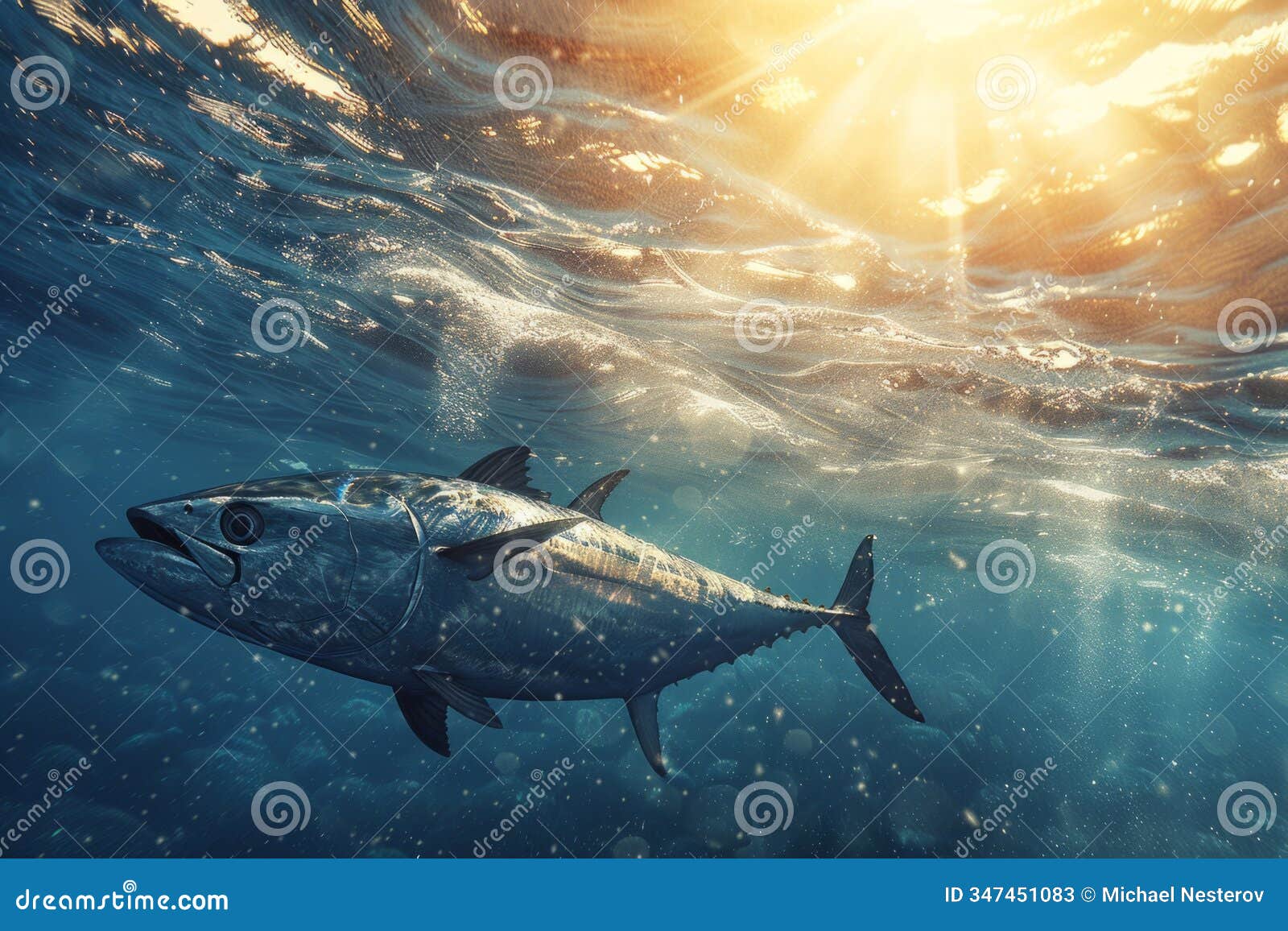 Atlantic Blue Tuna Fish Underwater Stock Image - Image of undersea ...