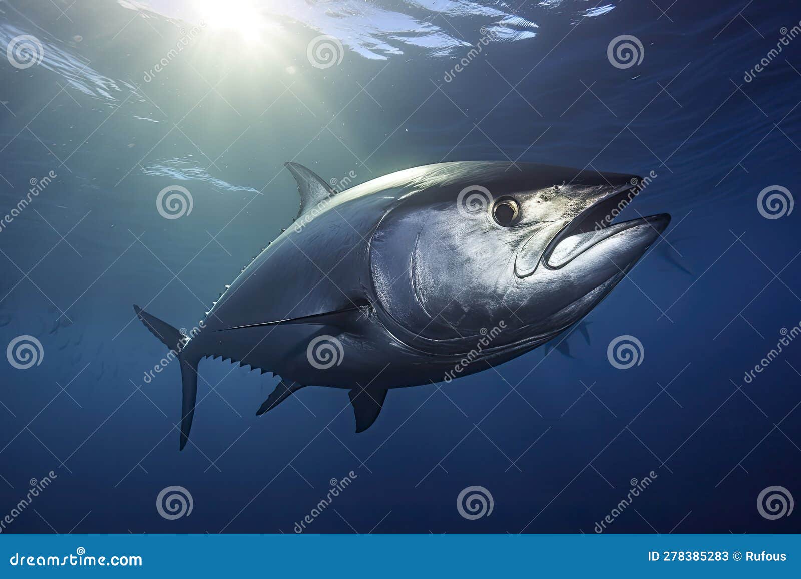 Atlantic Bluefin Tuna Swimming Underwater Stock Illustration ...