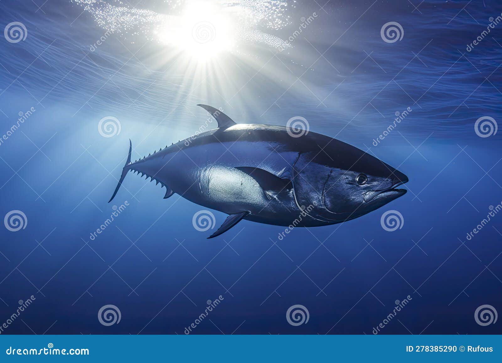 Atlantic Bluefin Tuna Swimming Underwater Stock Illustration ...