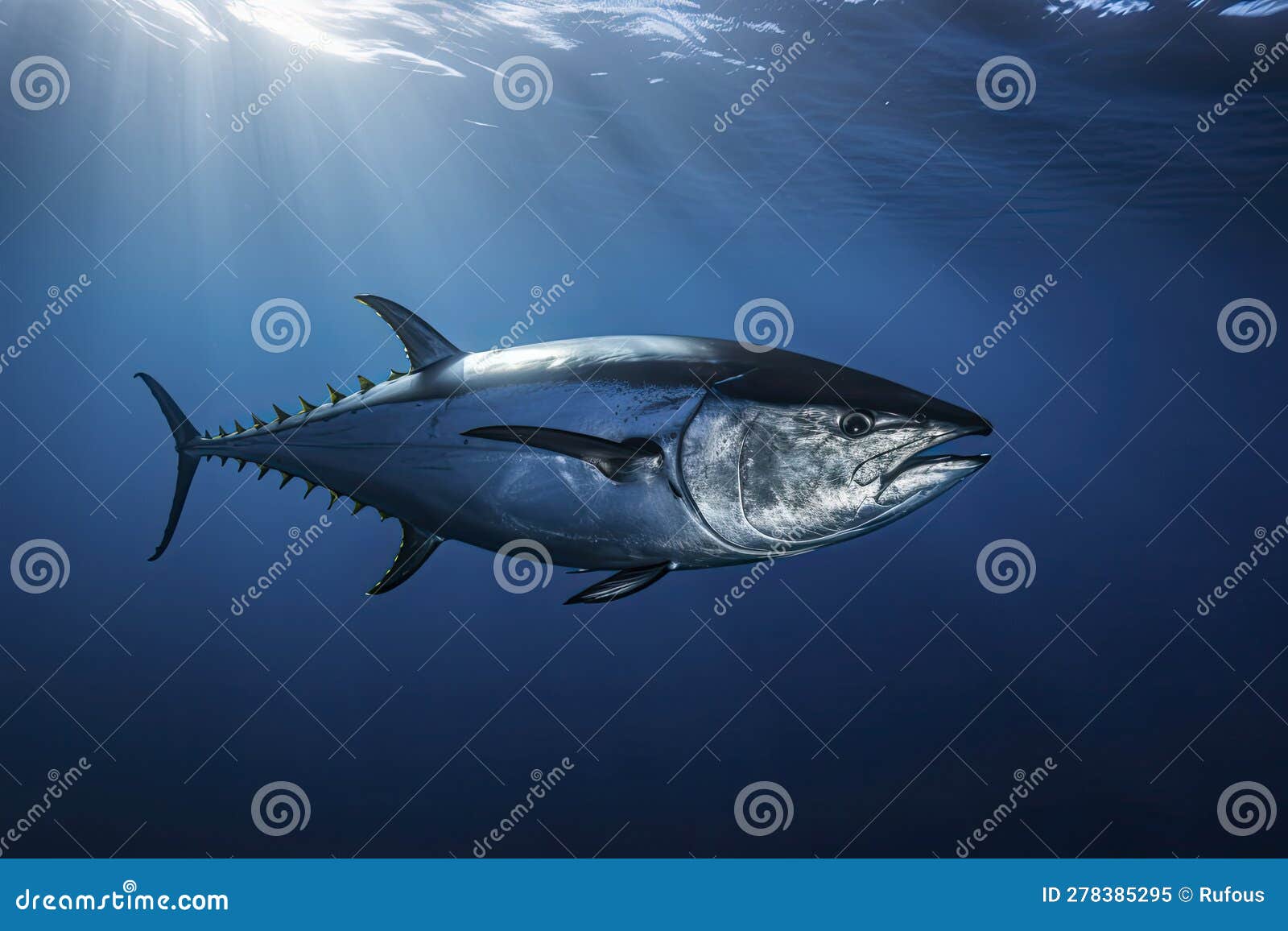 Atlantic Bluefin Tuna Swimming Underwater Stock Image - Image of hobby ...