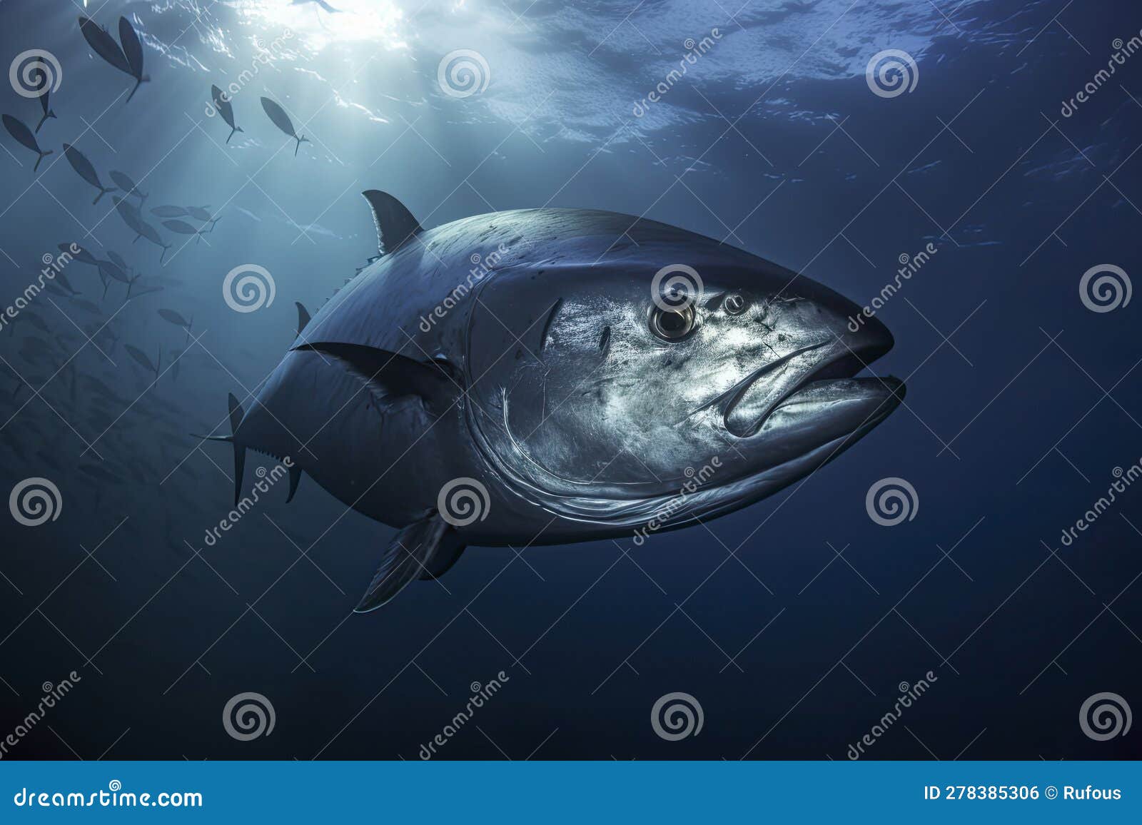 Atlantic Bluefin Tuna Swimming Underwater Stock Illustration ...