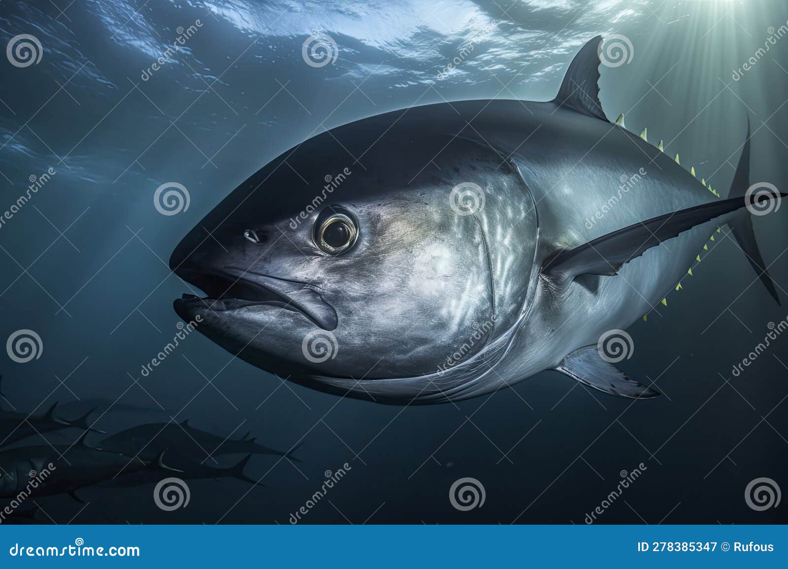 Atlantic Bluefin Tuna Swimming Underwater Stock Illustration ...