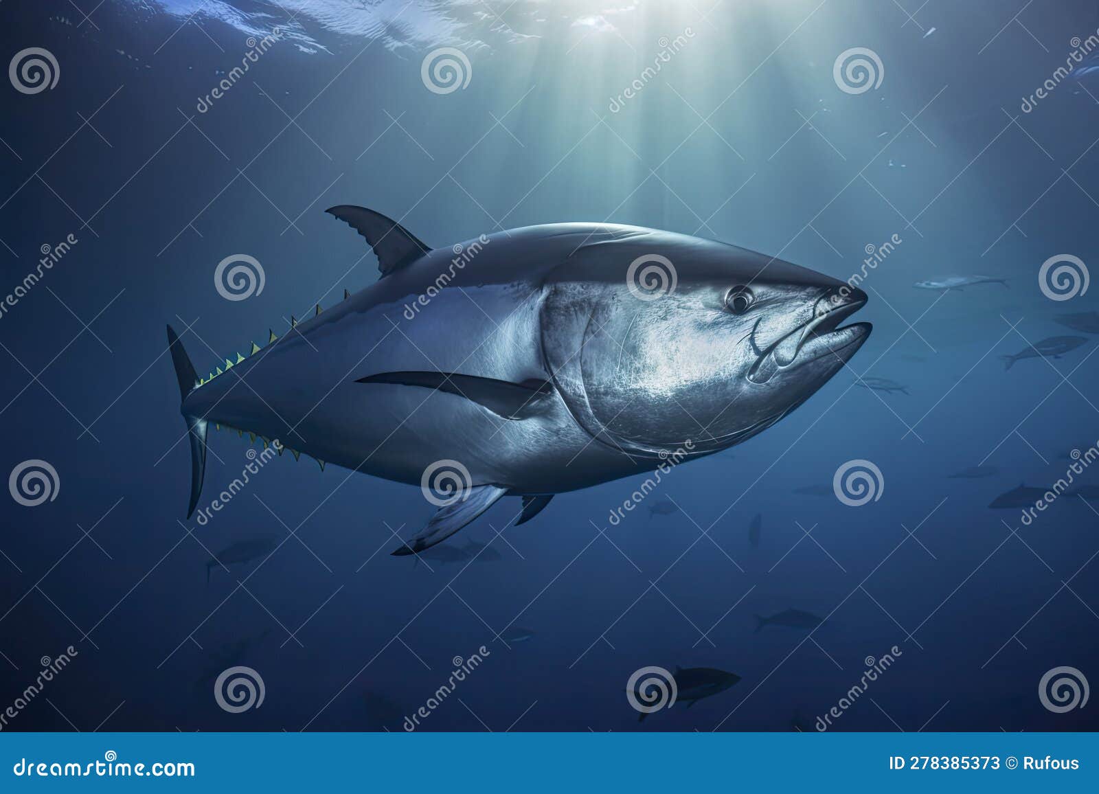 Atlantic Bluefin Tuna Swimming Underwater Stock Illustration ...