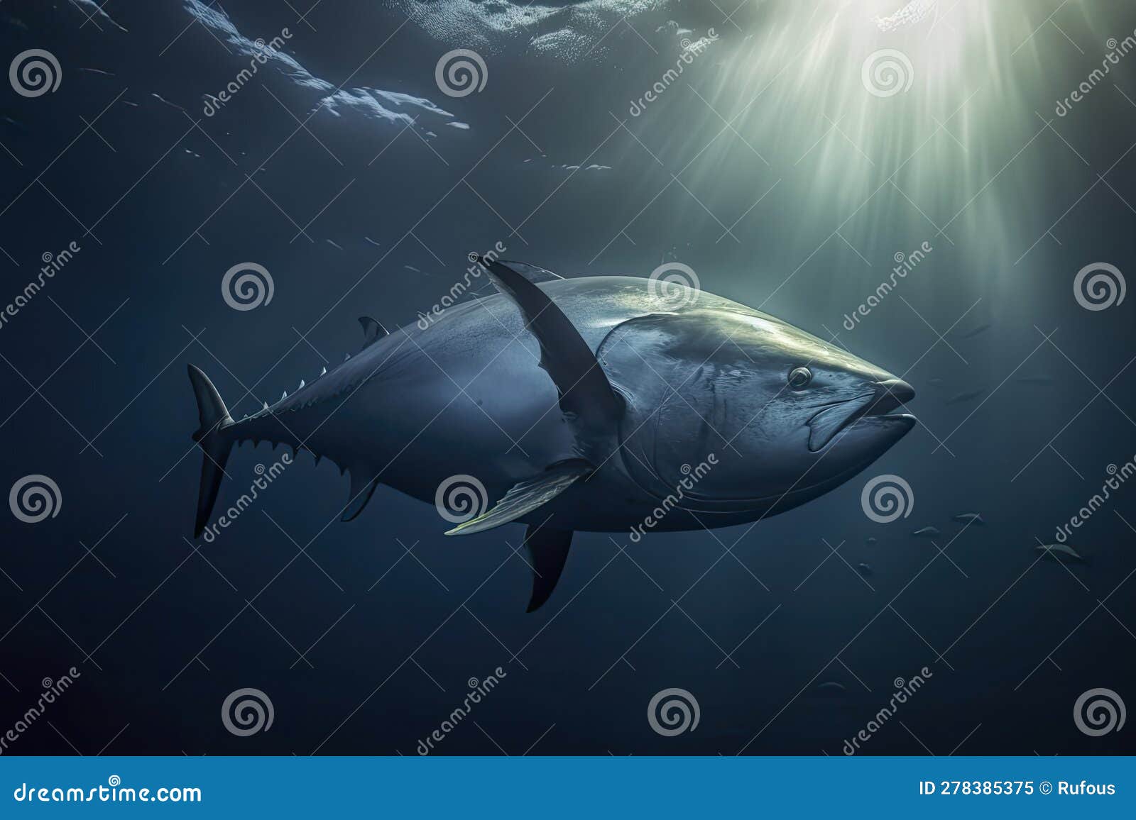 Atlantic Bluefin Tuna Swimming Underwater Stock Illustration ...