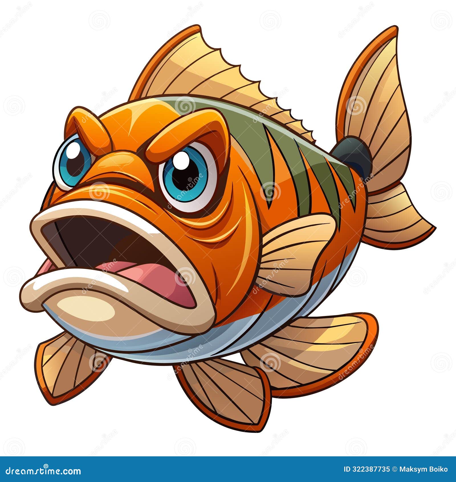 Atlantic Cod Fish Angry Vector Kawaii Stock Vector - Illustration of ...