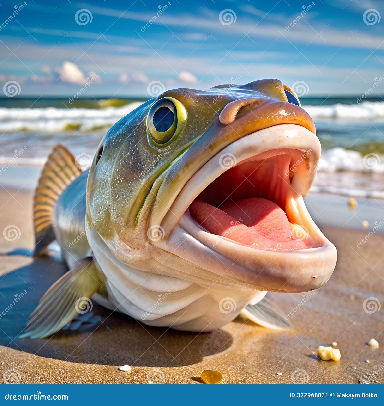 Atlantic Cod Fish Laughs Beach Stock Illustration - Illustration of ...