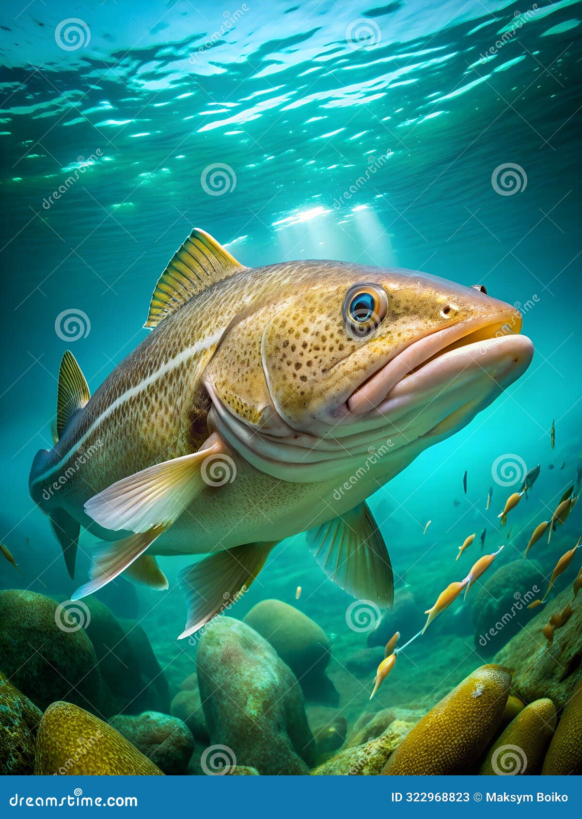 Atlantic Cod Fish Stay School Stock Illustration - Illustration of ...