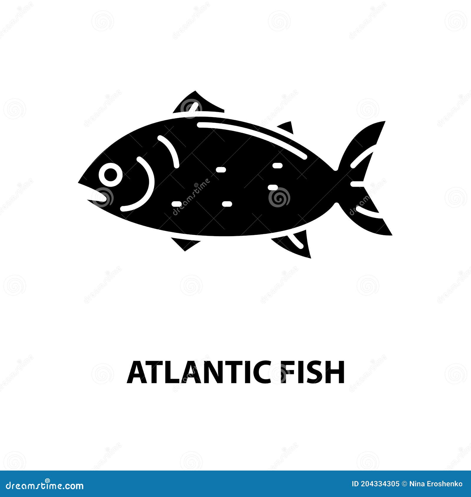 Atlantic Fish Icon, Black Vector Sign with Editable Strokes, Concept ...