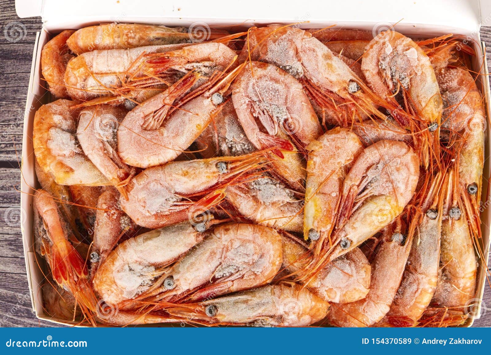 Atlantic Frozen Prawns in Blocks on the Table Stock Image - Image of ...