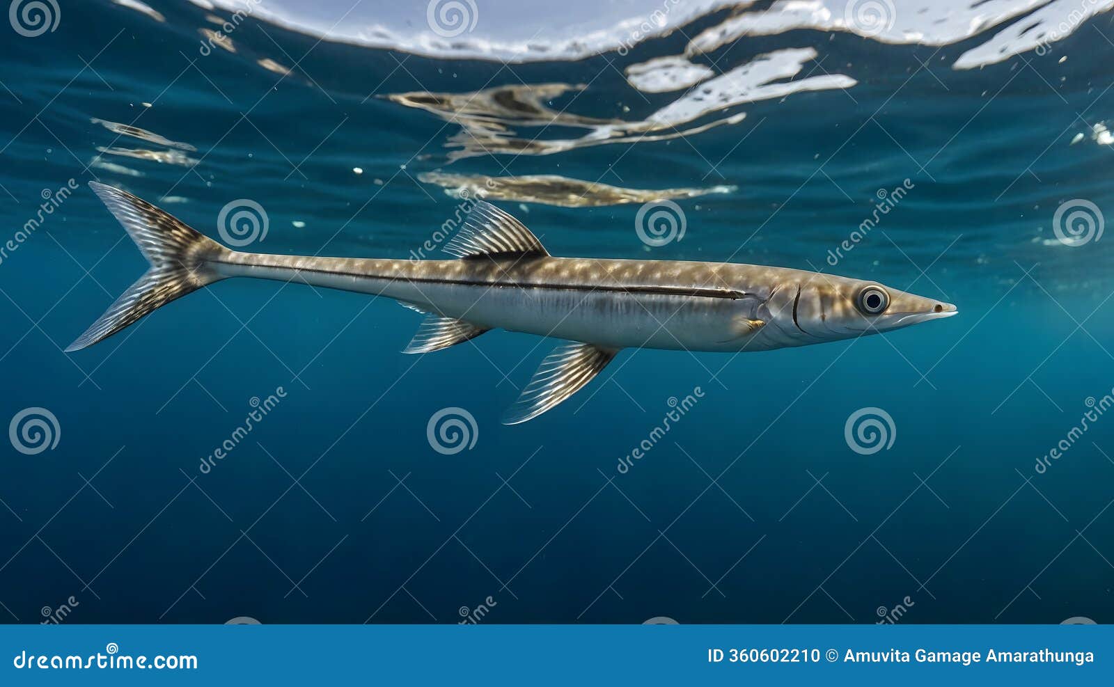 Atlantic Needlefish Swiftly Moving through School of Fish, Creating a ...