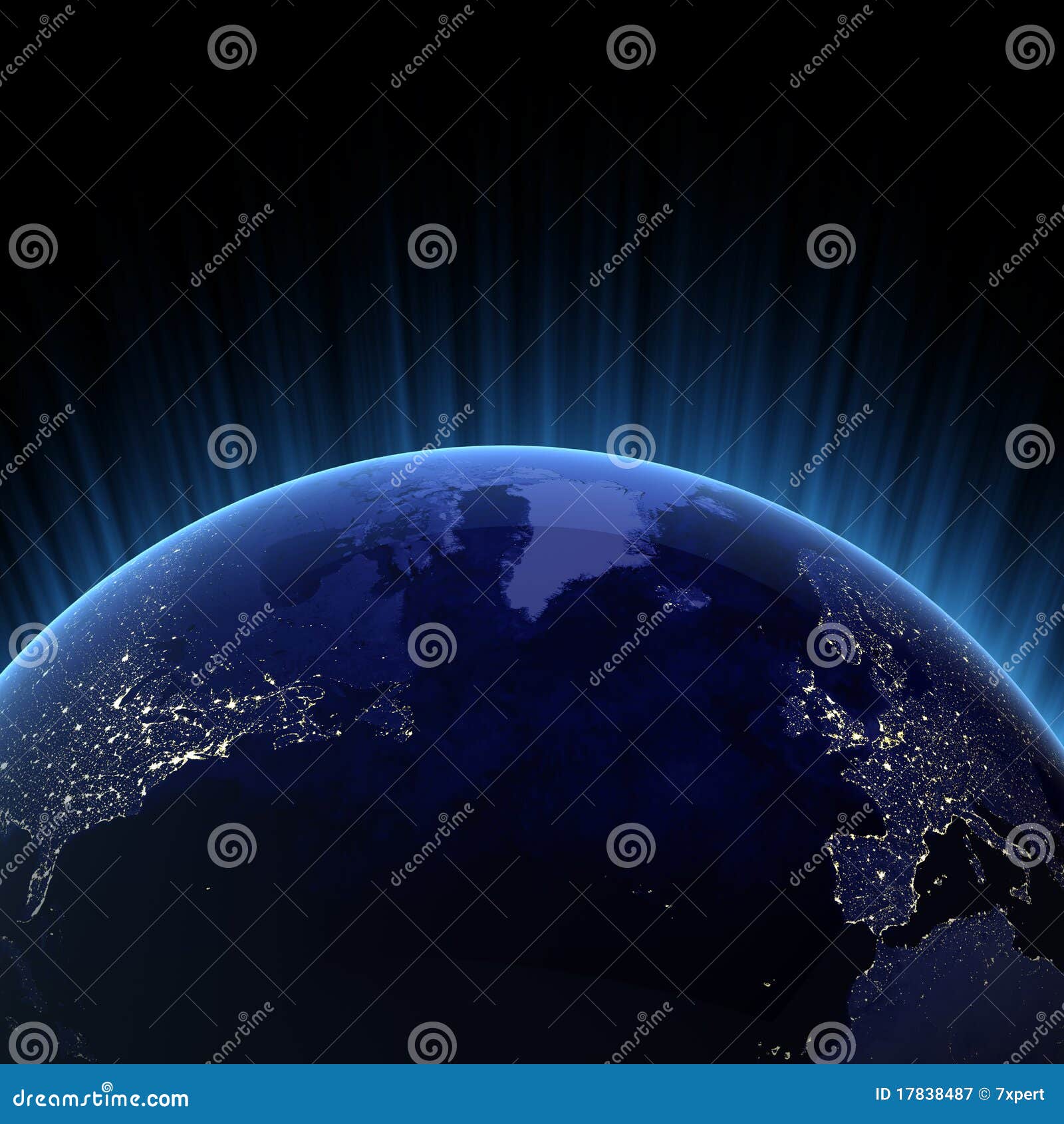 Atlantic ocean 3d render stock illustration. Illustration of planet ...