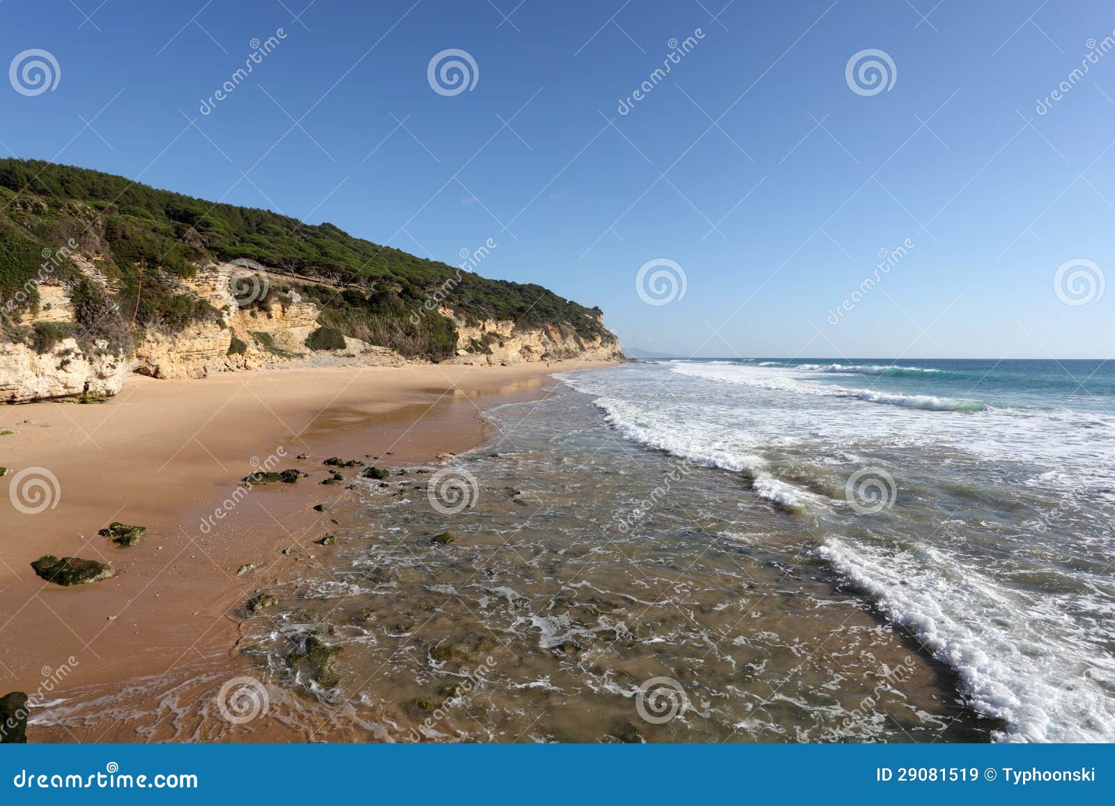 Atlantic Ocean Beach in El Palmar, Spain Stock Image - Image of surf ...