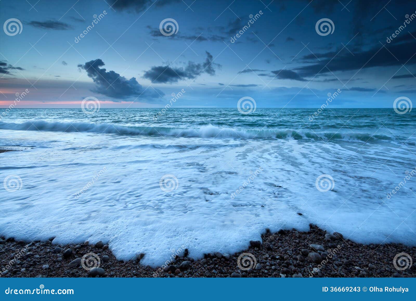 Atlantic Ocean Coast in Dusk Stock Image - Image of evening, beach ...