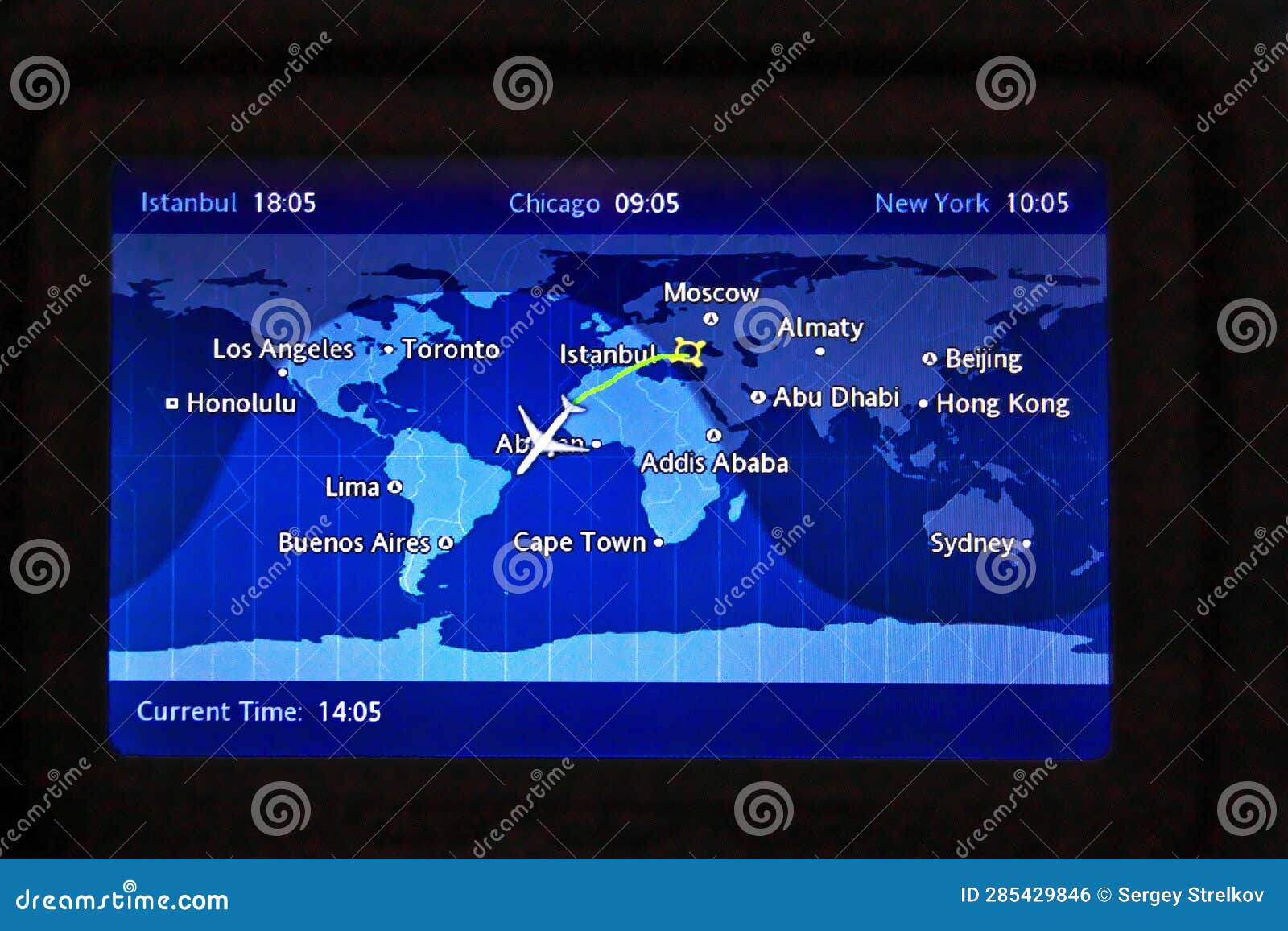 Atlantic Ocean - 12 Dec 2019: the Map in the Airplane Editorial Photo ...