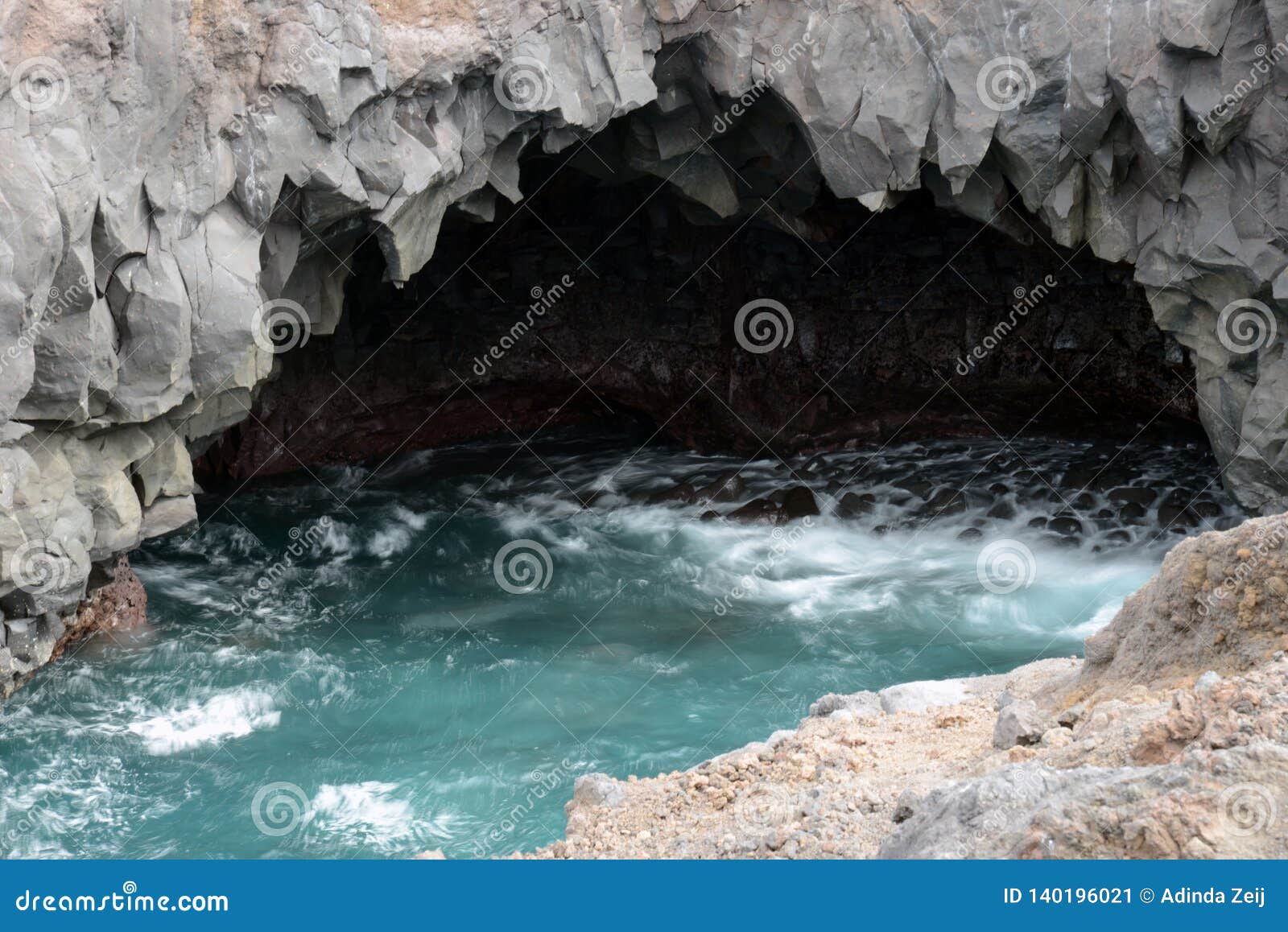 The Atlantic Ocean Digs Holes in the Lava Stock Image - Image of waves ...